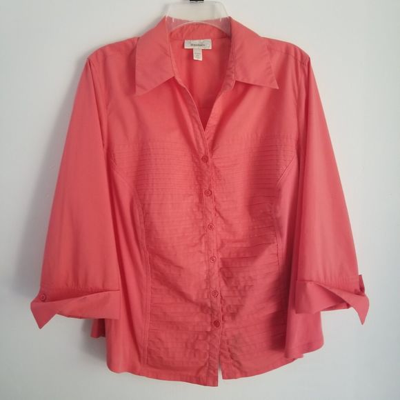 Dress Barn | Tops | Dressbarn Top Womens 2x Orange Button Down Collared ...